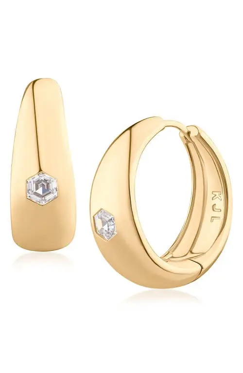 CZ BY KENNETH JAY LANE Sculpted Cubic Zirconia Hoop Earrings - Gold Plated