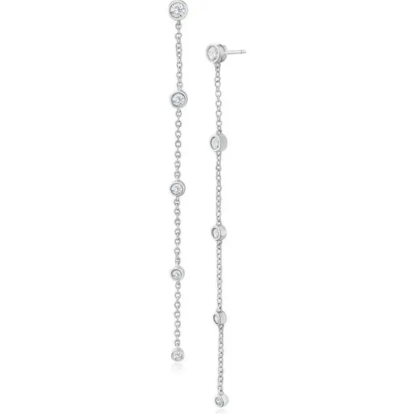 CZ BY KENNETH JAY LANE Cubic Zirconia Station Drop Earrings - Rhodium Plated