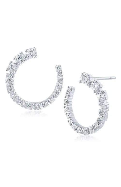 CZ BY KENNETH JAY LANE Open Circle Stud Earrings With Cubic Zirconia - Rhodium Plated