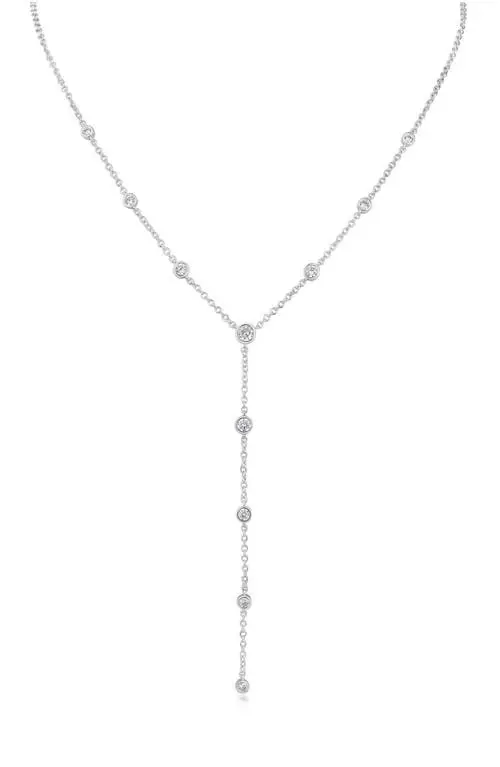 CZ BY KENNETH JAY LANE Round Cubic Zirconia Station Y-necklace - Rhodium Plated