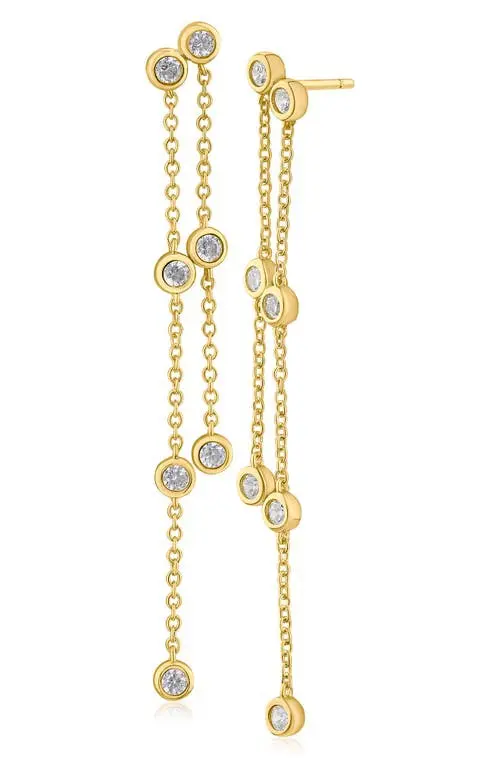 CZ BY KENNETH JAY LANE Cubic Zirconia Double Strand Drop Earrings - Gold Plated