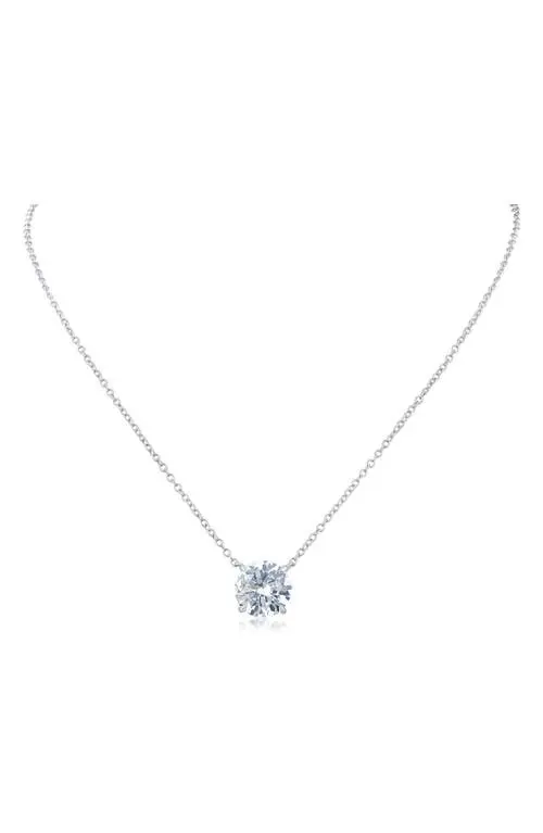 CZ BY KENNETH JAY LANE Round Cubic Zirconia Solitaire Pendant Necklace - Rhodium Plated