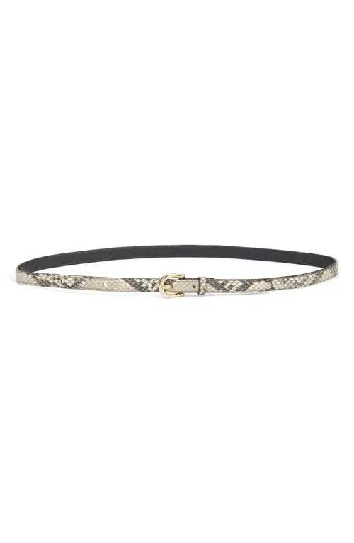 FRAME Petite Square Buckle Snakeskin Embossed Leather Belt - Sand Multi