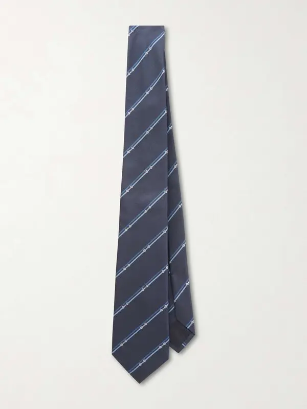 Gucci 7cm Striped Silk-twill Neck Tie - Blue