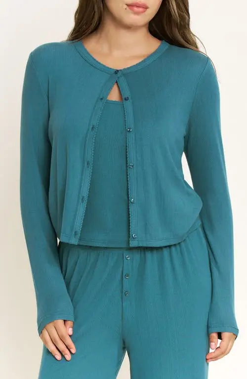 Honeydew Intimates Blissful Pointelle Cardigan - Bluegrass