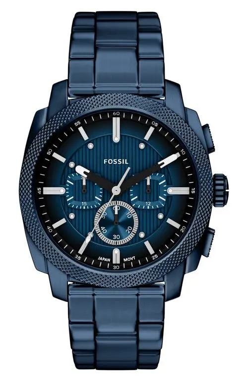 Fossil Machine Chronograph Stainless Steel Bracelet Watch - Navy
