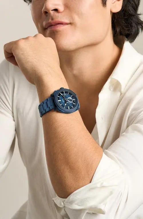 Fossil Machine Chronograph Stainless Steel Bracelet Watch - Navy