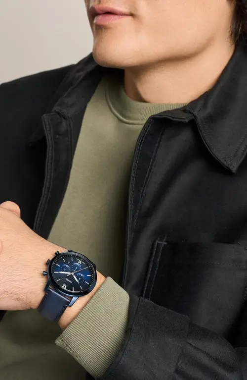 Fossil Neutra Chronograph Blue Leather Strap Watch