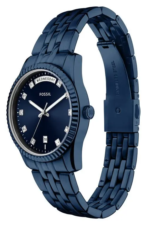 Fossil Scarlette Crystal Marker Navy Bracelet Watch
