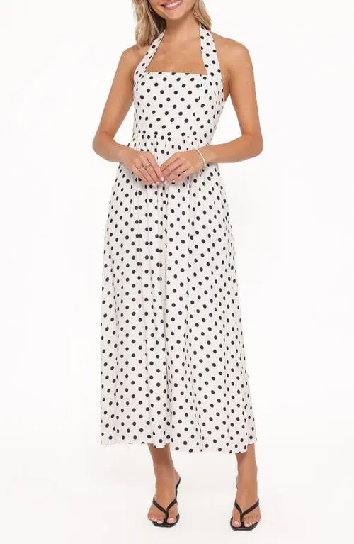 PETAL & PUP Gemini Polka Dot Halter Dress - White Polka Dot