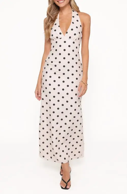 PETAL & PUP Adora Polka Dot Halter Dress - White Polka Dot
