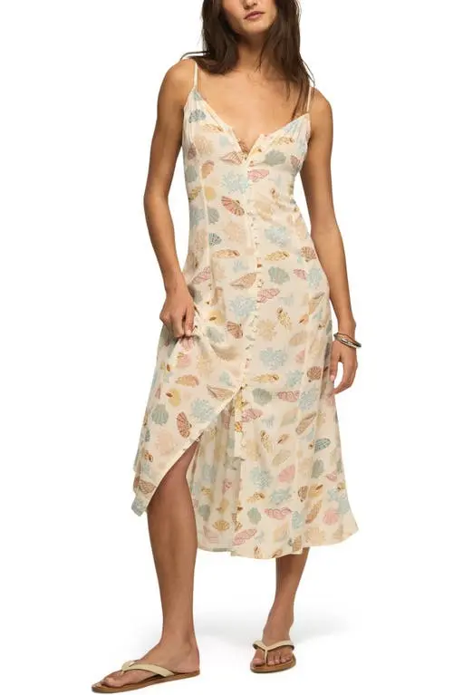 Lucky Brand Simone Floral Print Slipdress With Lace Trim - Shell Conversation Print