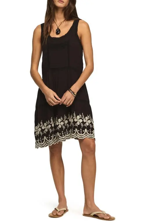 Lucky Brand Sleeveless Embroidered Lace Mini Dress - Raven