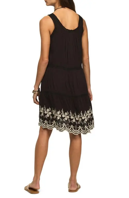 Lucky Brand Sleeveless Embroidered Lace Mini Dress - Raven
