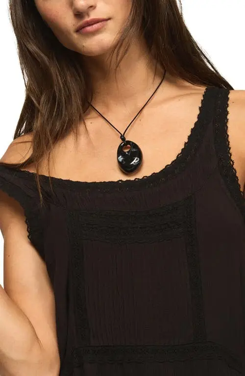 Lucky Brand Sleeveless Embroidered Lace Mini Dress - Raven
