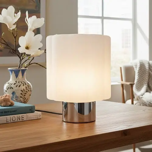 BRIGHTECH Addison 9" Matte Glass Integrated Led Table Lamp With Sliding Dimmer