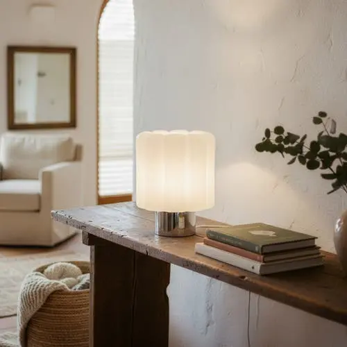BRIGHTECH Addison 9" Matte Glass Integrated Led Table Lamp With Sliding Dimmer
