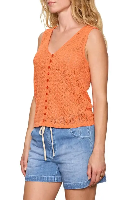 Sanctuary No Rush Front Button Sweater Vest - Hibiscus Orange