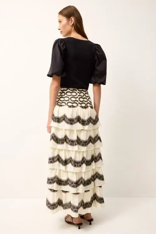 MARIE OLIVER Shayna Puff Sleeve Rib Knit Top