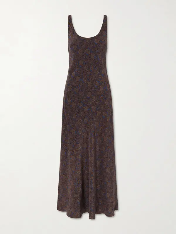 Matteau Printed Silk-crepe Maxi Dress - Brown