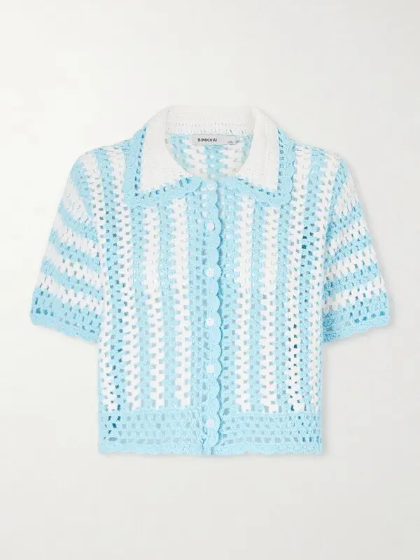 Simkhai Crocheted Striped Shirt - Blue