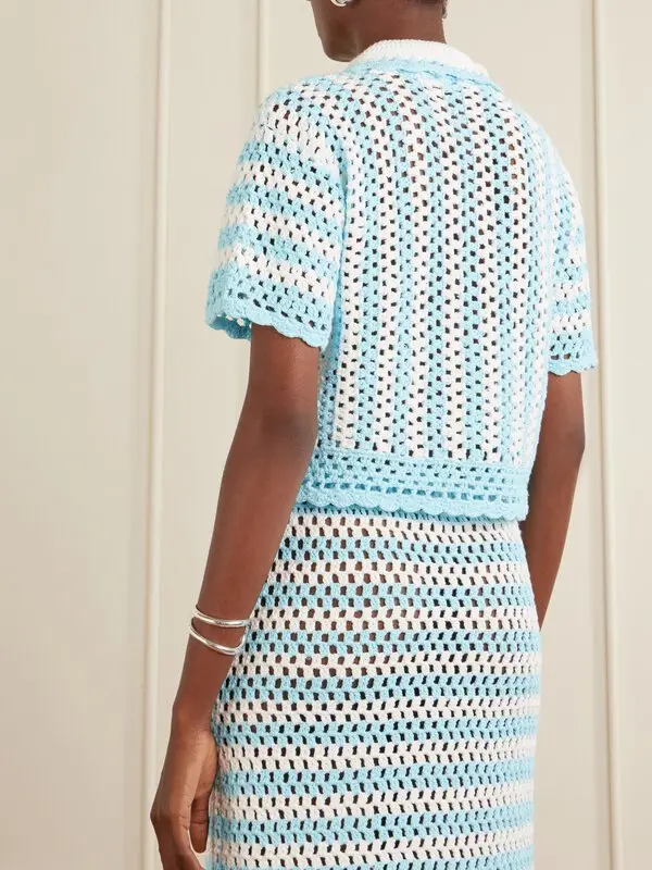 Simkhai Crocheted Striped Shirt - Blue