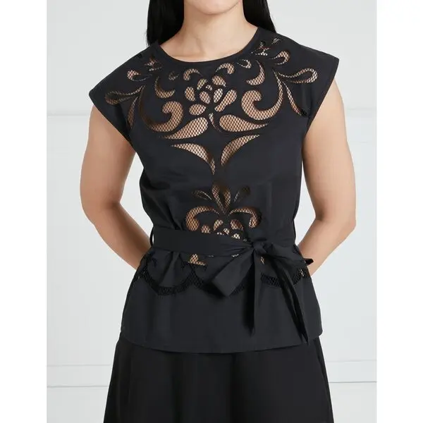 TEMPERLEY LONDON Sleeveless Broderie Anglaise Top With Optional Belt