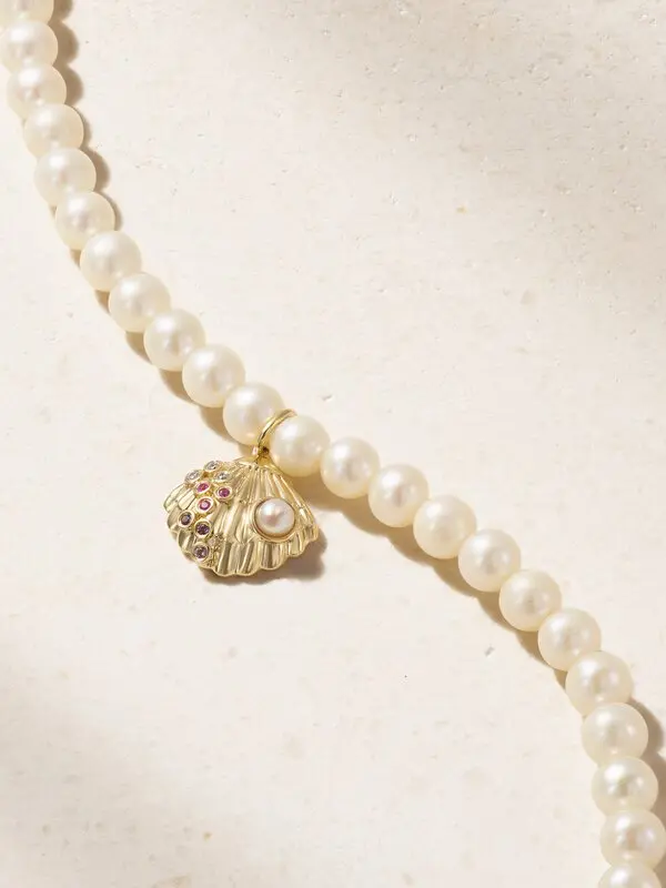 SYDNEY EVAN 14k Multi-stone Pearl Anklet - Gold