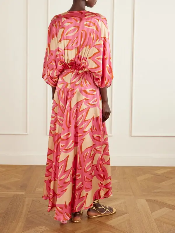 Themis Z Ismene Printed Silk-satin Maxi Dress