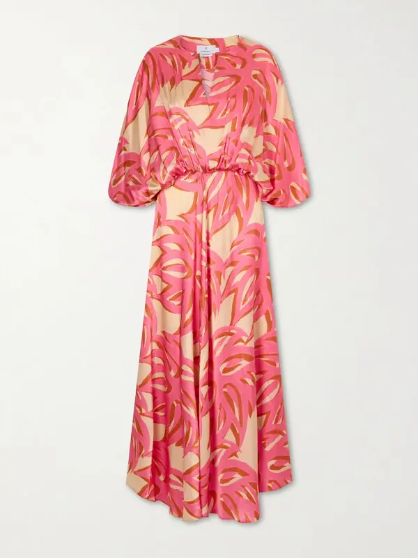 Themis Z Ismene Printed Silk-satin Maxi Dress - Pink