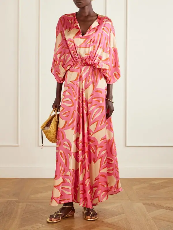 Themis Z Ismene Printed Silk-satin Maxi Dress