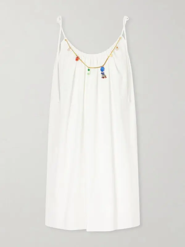 Stella McCartney Embellished Cotton Mini Dress - White