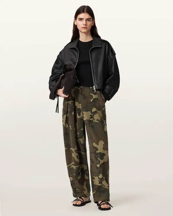 ALLSAINTS Becca Camo Denim Barrel Leg Pants