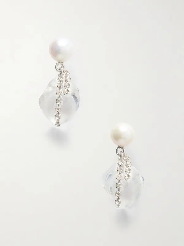 Completedworks Crystal And Pearl Drop Earrings - Neutrals