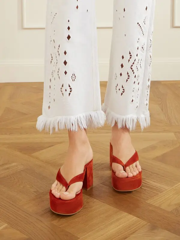 GIANVITO ROSSI Suede Platform Thong Sandals