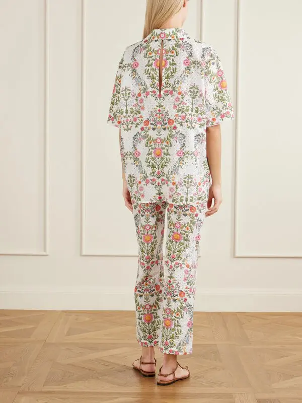 Borgo De Nor Akari Printed Broderie Anglaise Cotton Shirt - Multi