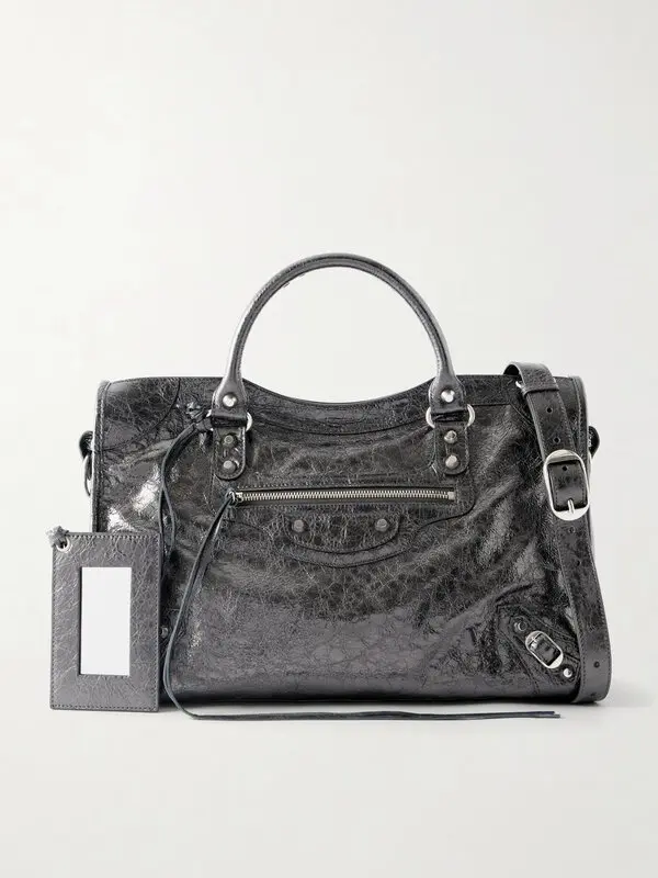 Balenciaga Le City Medium Leather Shoulder Bag - Gray