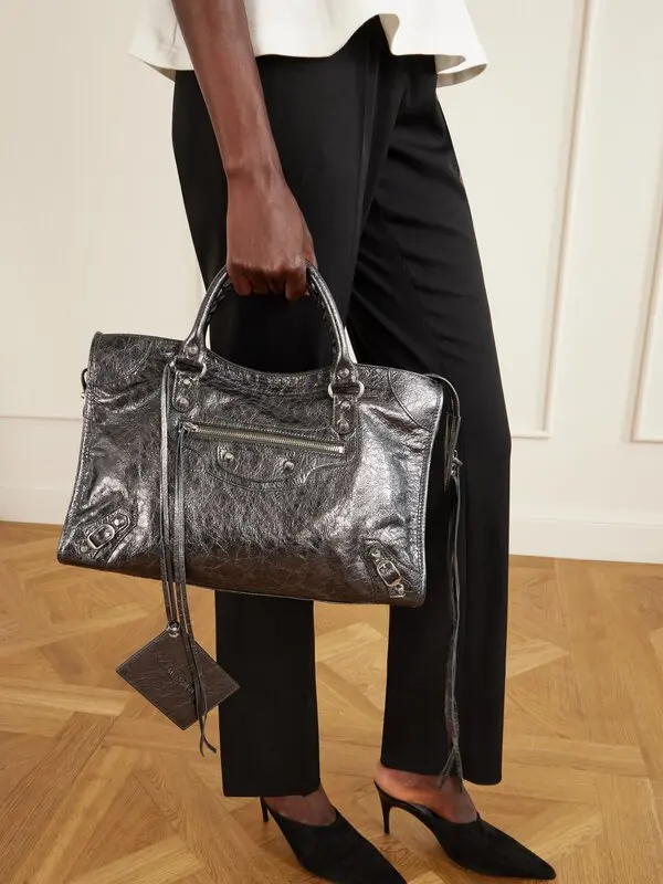 Balenciaga Le City Medium Leather Shoulder Bag - Gray