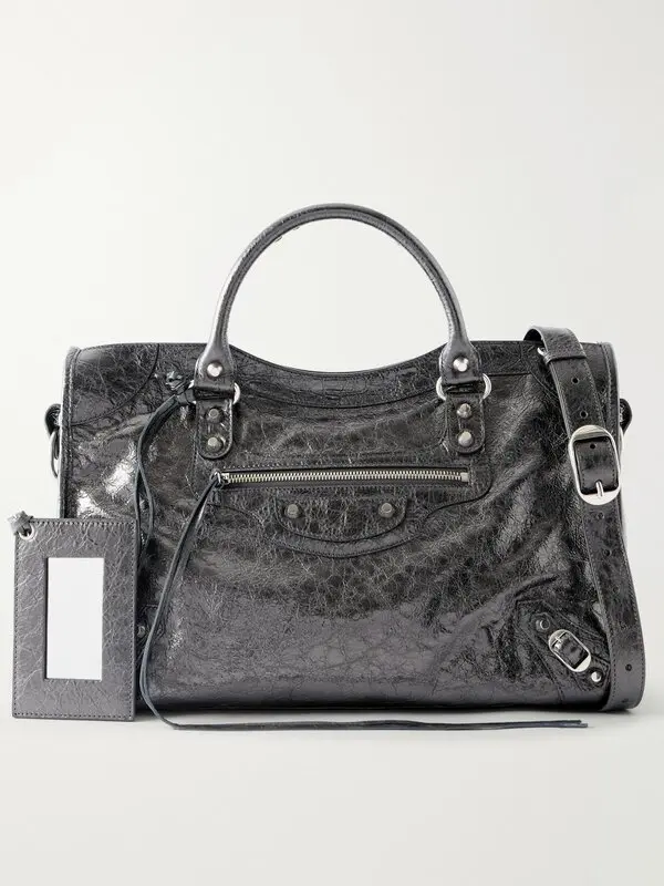 Balenciaga Le City Medium Leather Shoulder Bag - Gray