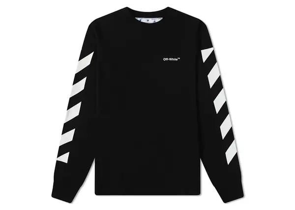 Off-White Diag Print Long Sleeve T-shirt - Black