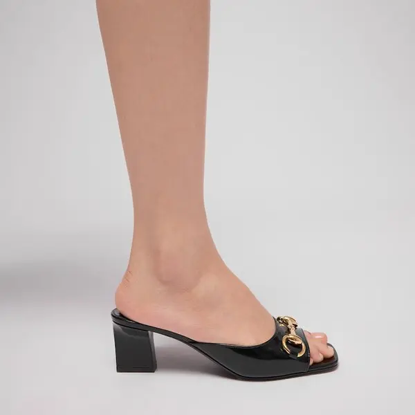 Gucci Signora Slide Sandal In Leather - Black