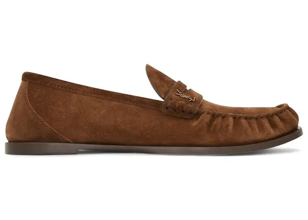 Saint Laurent Suede Penny Loafers - Snuff