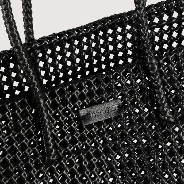 Sandro Woven Tote Bag With Logo Patch