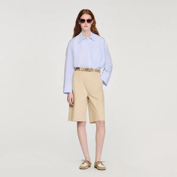 Sandro Cotton Bermuda Shorts With Flower Applique
