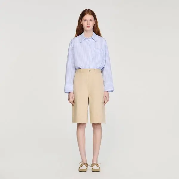 Sandro Cotton Bermuda Shorts With Flower Applique