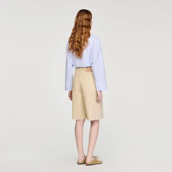 Sandro Cotton Bermuda Shorts With Flower Applique