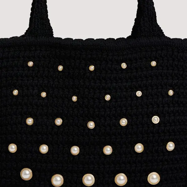 Sandro Beaded Crochet Top Handle Bag