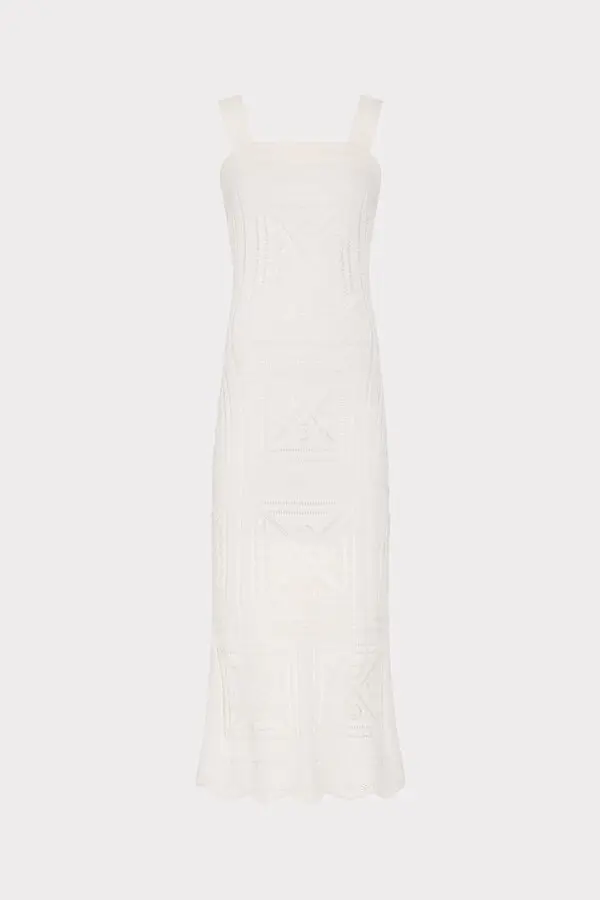 MILLY Mena Knit Midi Dress With Pointelle Details