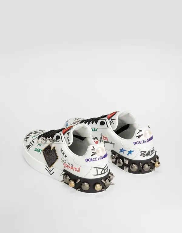 Dolce & Gabbana Printed Calfskin Portofino Sneakers