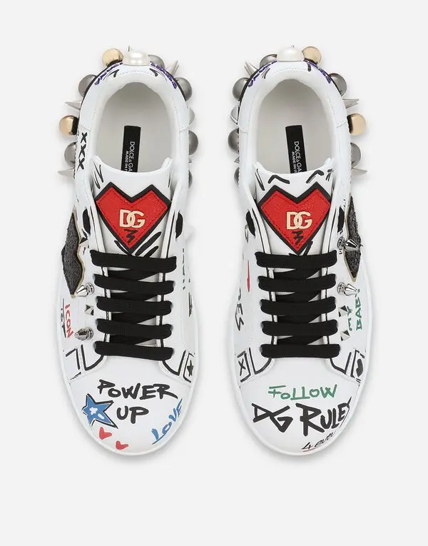 Dolce & Gabbana Printed Calfskin Portofino Sneakers